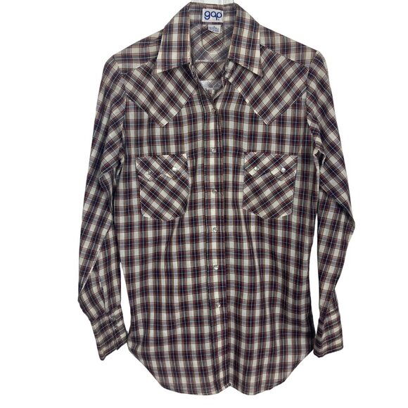 GAP | Tops | Vintage 7s 80s Gap Western Shirt Womens Medium Pearl Snap ...
